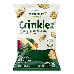 Sprout Foods Inc Organic Baby Food Toddler Snacks Crinklez, Cheesy Spinach, 1.48 Oz, Pack Of 6