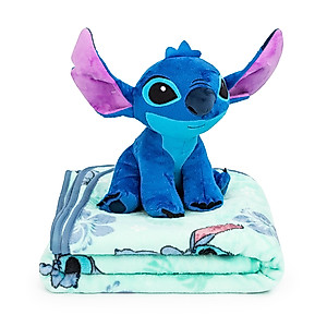 Disney Lilo & Stitch Tropical & Cool Mini Pillow Buddy and 46 Inch x 60 Inch Throw Set - Kids Super Soft 2 Piece Blanket Set (Official Product)