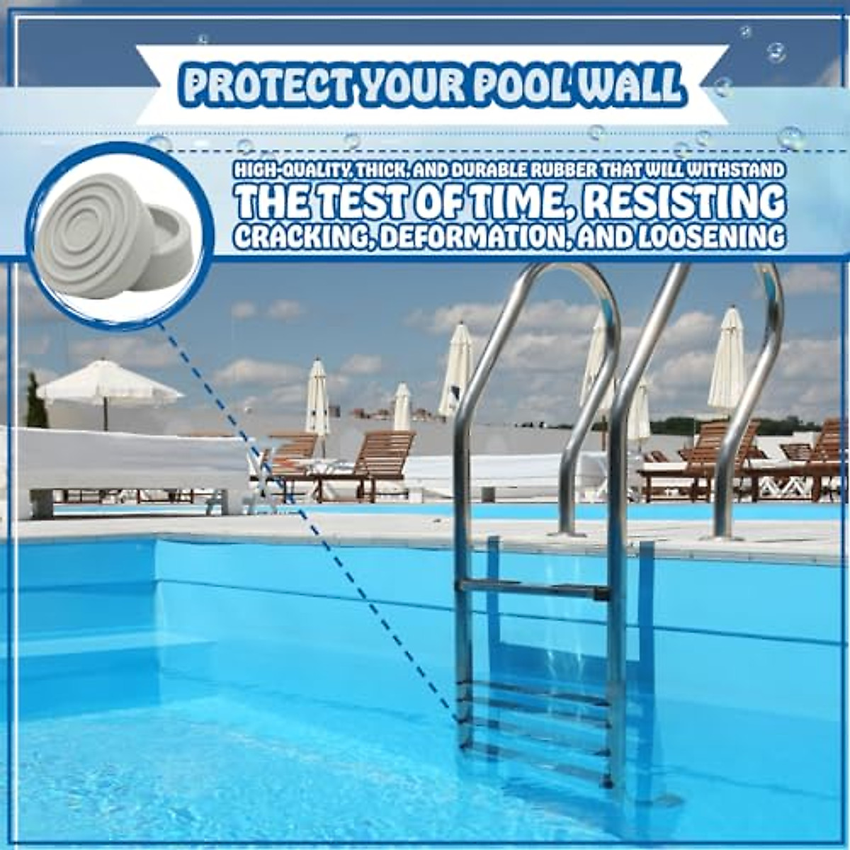 Poolzilla (2-Pack) Rubber Inground Pool Ladder Bumpers (White) (Outside Plug)