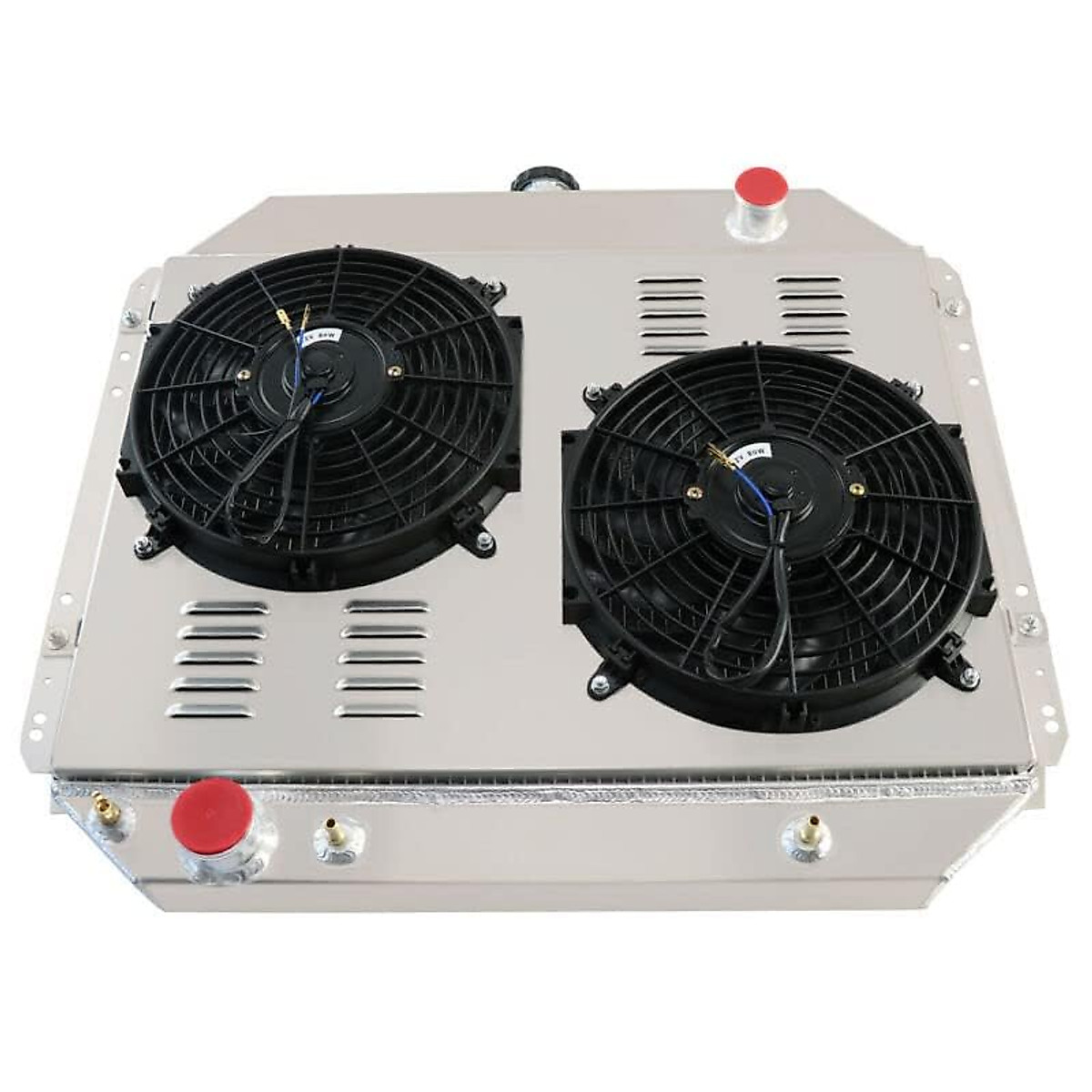 EGINCOOLER 4 Row Core Aluminum Radiator for 1966 1967 1968 1969 1970 1971 1972-1979 Ford F100 F150 F250 F350 Pickup Truck Bronco L6 V8 Engines+ 2 X 12" Fan Shroud +Relay