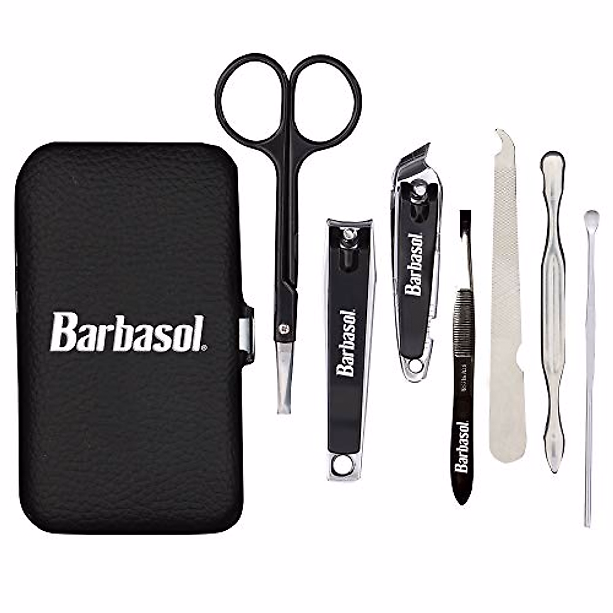 Barbasol 8 Piece Travel Manicure Set with Scissors, Nail Clippers, Nail File, Tweezers, Cuticle Pushers and Travel Case