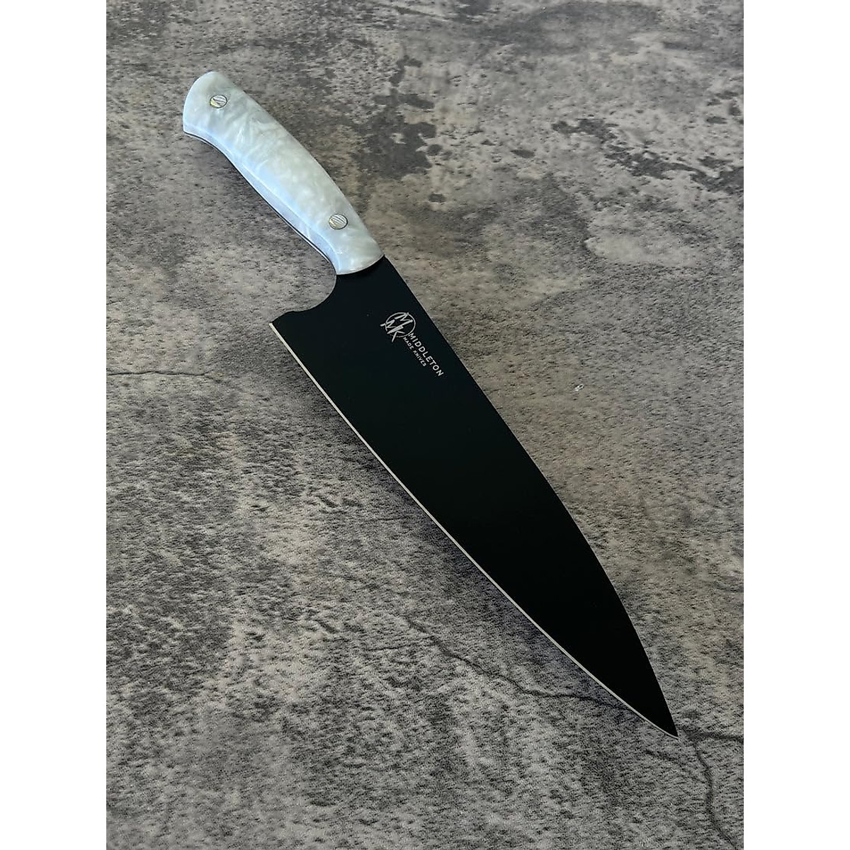 Middleton Made Knives Echo 8 Inch Chef Knife - Handmade Professional Chef Knife - Chefs Knife Made with AEB-L Stainless Steel - USA Made Knife - Great Chef Gifts - Blue