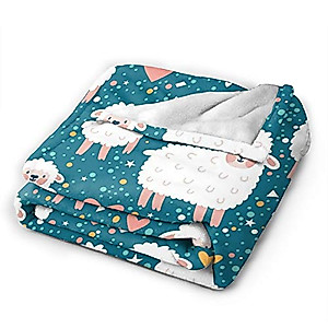 Abucaky Cute Sheep Fleece Throw Blanket Ultra Soft Cozy Decorative Flannel Blanket All Season for Home Couch Bed Chair Travel 50x40in
