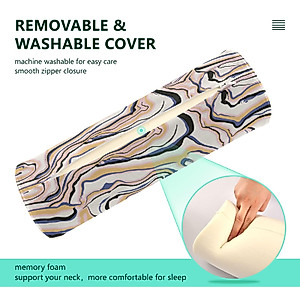 JUNZAN Liquid Marble Texture Pattern Bed Bolster Pillow Pillow Covers Neck Roll Pillow Covers Decorative Massage Table Cushion Pad Foam Car Neck Support Pillow