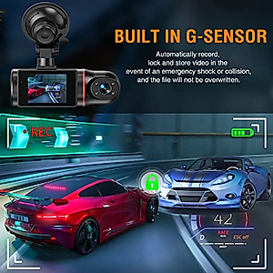 Dual Dash Cam Front and Inside FHD 1080P Dash Camera for Cars, Dashcams for Cars with Infrared Night Vision, 170° Wide Angle Car Camera Driving Recorder for Taxi, Accident Record, Loop Recording