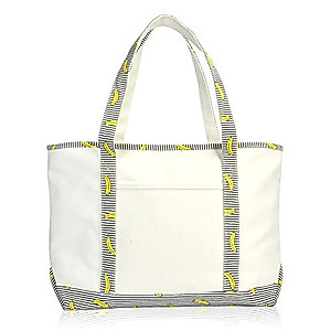DALIX 23" Premium 24 oz. Cotton Canvas Shopping Tote Striped Banana