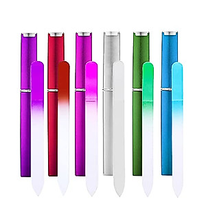 6 Pack Glass Nail File With Case, Crystal Fingernail Files Set, Double Sided Finger Nail Files, Professional Manicure Nail Care, Christmas Thanksgiving Stocking Stuffers Gifts for Women