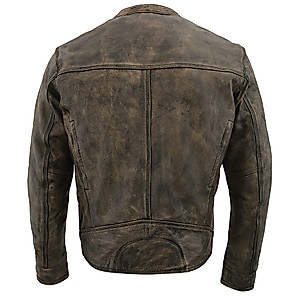 Milwaukee Leather Men's Distressed Scooter Jacket w/Venting Distressed Brown (Medium)