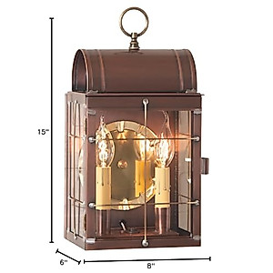 Irvin's Country Tinware Toll House Wall Lantern in Antique Copper 15 Inches