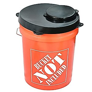 Skywin Storage Lid with Easy Pour Spout for Bucket - Weather-Resistant Rubber Black Lid with Easy Pour Spout - Multi-Purpose Wood Pellet Storage Containers, Bird Seed Container, Lump Charcoal Storage, or Pellet Storage Lid for Bucket (Not-Including Bucket