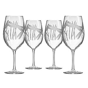 Rolf Glass Dragonfly All Purpose Wine Glass 18 ounce - Stemmed Wine Glasses Set of 4 – Lead-Free Glass- Etched Large Wine Glasses - Made in the USA - A Classic