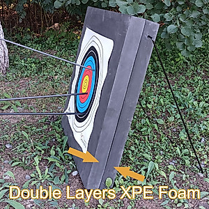 KHAMPA Archery Target for Backyard | 2x2 ft. Deluxe Double Layer Bow Target | includes 2 Paper Targets and Push Pins for Crossbow or Compound Bows