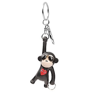 YGMONER Monkey Sunglass Keychains Car Keys Holder Backpack Pendant （Black）