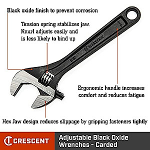 Crescent 6" Adjustable Black Oxide Wrench - Carded - AT26VS