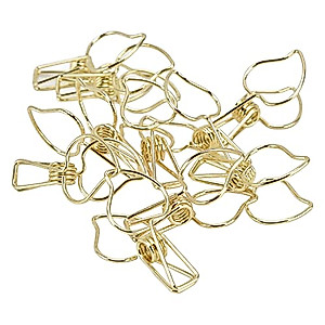 Chip Clips 20pcs, Hollowed 1.4in Bag Clips Food Clips Leaf Design Metal Bag Clips for Chips Electroplating Iron Wire Bag Clips Photo Clips Clothespins Clip for Food Bags, Laundry, Paper(Gold)