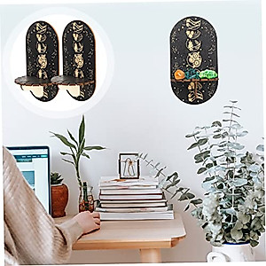 Amosfun 6 pcs Wall Oil Mount Shelves Supplies Organizer Bed Bohemian Stone for Crystal Moon Rustic Hanging Mounted Phase Rack Decoration Gems Floating Essential Wooden Delicate Display