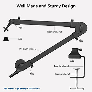 Microphone Boom Arm Stand, Studio Arm Suspension Scissor Adjustable Mic Stand for HyperX/Shure SM7B and Other Microphone, Recording Gaming Streaming Podcasting