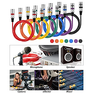 14 Pieces Colorful XLR Microphone Cable XLR Male to Female Wire Mic Cables 3 Pin Balanced Shielded XLR Cable Multi Colored for Mic Mixer Recording Studio Podcast Mic Stage Patch Cable (6 Feet)