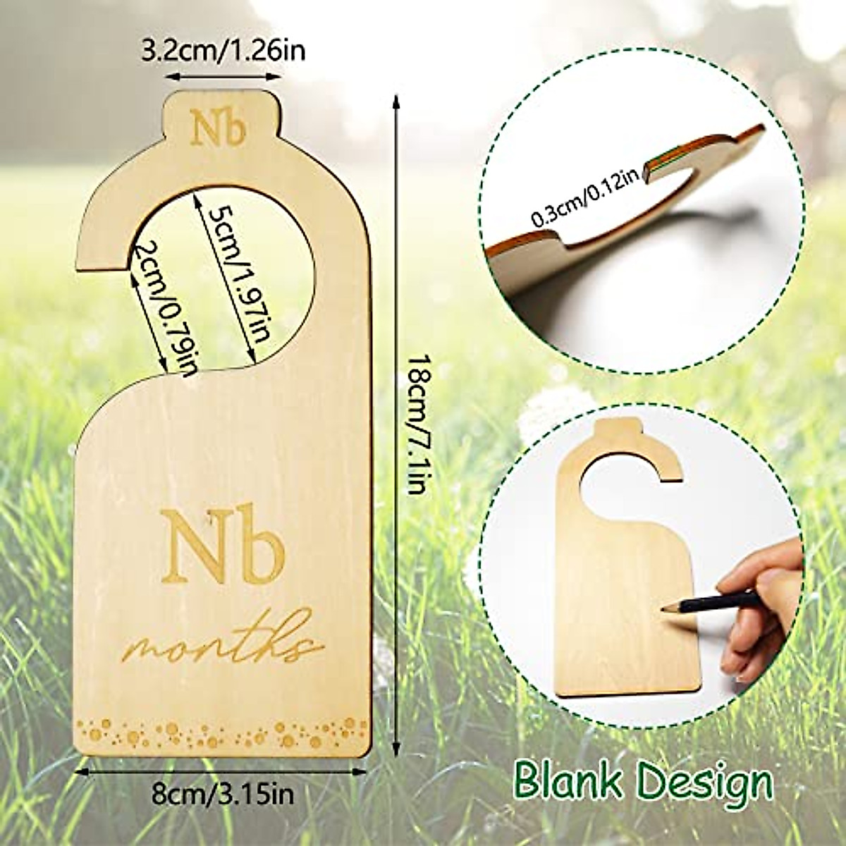 Esweny 7PCS Baby Closet Size Dividers Wooden Baby Closet Organizers from Newborn to 24 Months Dividers to Organize Nursery Closet