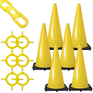 Mr. Chain Traffic Cone and Chain Kit, Yellow, 28-Inch Height (93202-6)