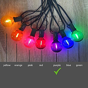 NIOSTA 25 Pack G40 LED Christmas Replacement Bulbs, Clear Purple Globe Light Bulbs for Outdoor String Lights, E12/C7 Candelabra Base, 0.7W LED Filament and Clear Shatterproof Plastic Material