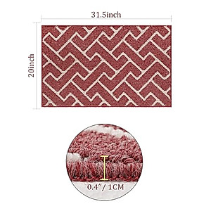 hicorfe Kitchen Rugs and Mats,Super Absorbent Polypropylene 20" x 31.5" Non-Slip Rug,Soft Comfort Floor Mat,Machine Washable for Kitchen,Hallway,Office,Sink,Laundry(Red)