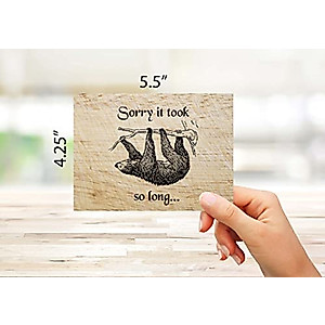 Small World Greetings Sorry It Took So Long Sloth Greeting Card 12 Count - Blank Inside with Envelopes - A2 Size (5.5"x4.25") - Belated Birthday, Late Shipment, Apology, Belated Thank You