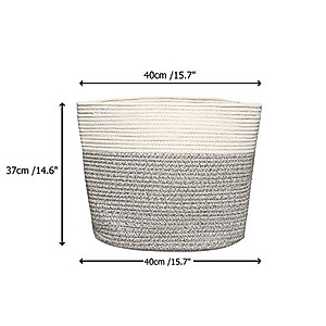 Baskets for Clothes Storage, Large Rope Laundry Basket, Woven Basket for Clothes,Bags,Toys,Towels, Hamper for Laundry, Rope Basket, Blanket Basket, Environmental Protection Material