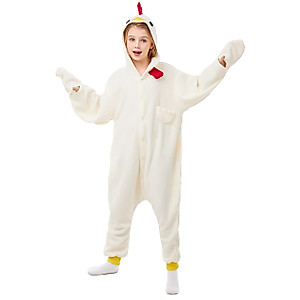 CANASOUR Unisex Halloween Kids Chicken Onesie For 5T Girls Costume Party Cosplay Pyjamas (Height 43-47”, 5T, Chicken)