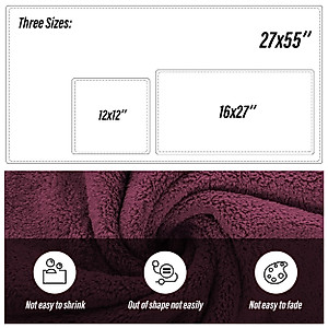 MOONQUEEN Ultra Soft Microfiber Coral Velvet Towel Set - Quick Drying, 2 Bath Towels, 2 Hand Towels, 2 Washcloths - Burgundy, 6 Pcs