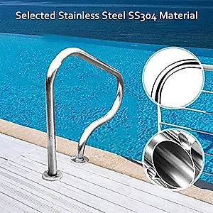 BTZHY Swimming Pool Handrails, 304 Stainless Steel Spa Handrail, Pool Rail w/Breathable Armrest Cover for Garden Backyard Pools Easy to Install (1PCS)