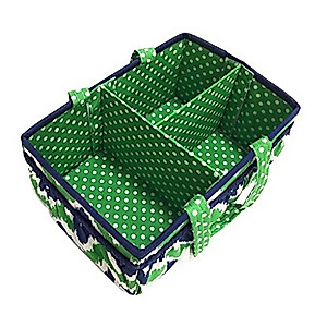 Bacati Mix and Match Nursery Fabric Storage Caddy with Handles, Navy/Green