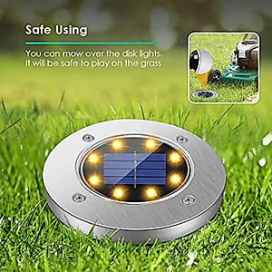 Solar Ground Lights, 8 Led Solar Garden Lights Outdoor，Disk Lights Waterproof In-Ground Outdoor Landscape Lighting for Lawn Patio Pathway Yard Deck Walkway Flood Light