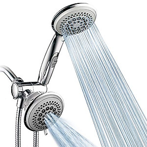 PowerSpa by HotelSpa Top American Brand High Pressure 3-way Luxury Overhead/Handheld Shower Head Combo with 63 Flow Settings, Water Saving Hand Pause Switch and Stainless Steel Hose/Chrome Finish