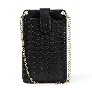 Cell Phone Purse Wallet Case Small Crossbody Bag with Chain Strap for iPhone 13 12 11 Pro Max XR OnePlus Nord N200 9 8 8T Galaxy S21 S20 Note 20 Ultra S21 FE A32 A52 A72 Sony Xperia 1 III 10 II(Black)