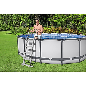 Bestway Steel Pro MAX 15 Foot by 48 Inches Round Above Ground Family Swimming Pool Set Outdoor Steel Frame with Filter, Pump, Ladder, and Cover, Gray