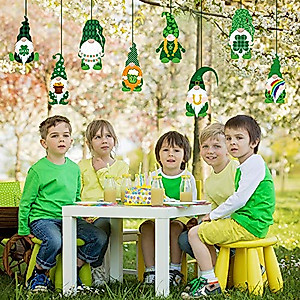 40 Pieces St. Patrick's Day Cut-Outs Irish Stickers Gnomes Cut-Outs Classroom Decoration with Glue Point Dots for St. Patricks Day Party Decorations Bulletin Board School Party Supplies, 8 Designs