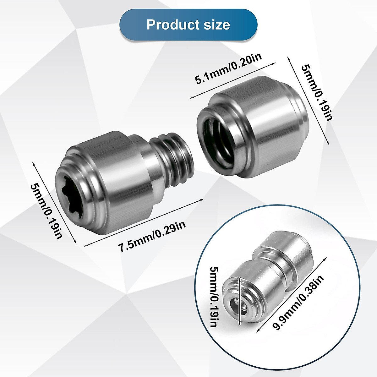 SAVITA 3 Sets Thumb Studs, Titanium Screws Replacement Thumb Studs Pocket Blade Screws for Benchmade 535 Bugout (Silver)