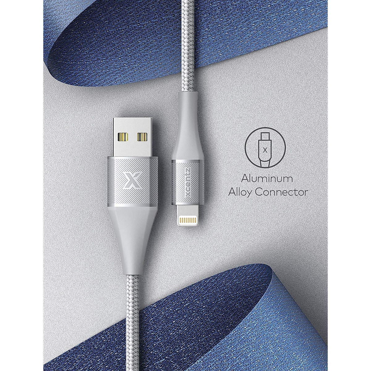 XCENTZ Phone Charger 10ft, MFi Certified Lighting Cable, High-Speed Phone Cable with Premium Connector for Phone 14/13/12/11/X/XS/XR/XS Max/8/7/6/5S/SE, Pad Mini/Air