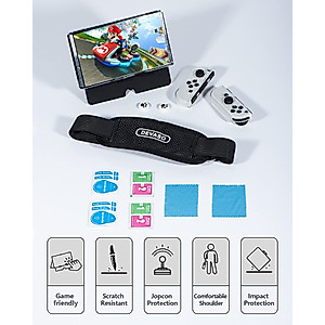 DEVASO Accessories Bundle for Nintendo Switch: Deluxe Waterproof Travel Case,Case & Screen Protector,Wireless Controller,Joystick Cap
