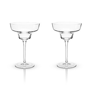 Viski Raye Angled Stemmed Margarita Glasses, Premium Crystal Margarita Cocktail glasses, Cocktail Bar Accessories, Perfect Cocktail Gift, Set of 2, 12oz