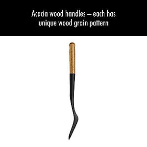 STAUB Wok Spatula, Perfect for Scooping, Flipping, Stirring, and Turning Stir Fries, One Size, Durable BPA-free Matte Black Silicone, Acacia Wood Handles, Safe for Nonstick Cooking Surfaces