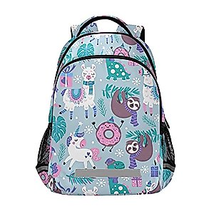 Animals Llama Sloth Dinosaur Backpack for Students Boys Girls School Bag Travel Daypack Rucksack