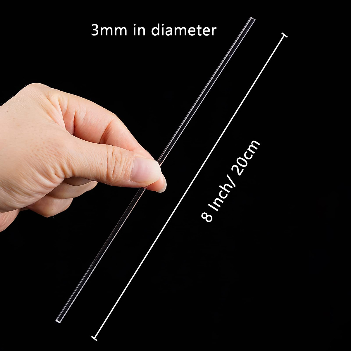 LSYGXYZ 50 Pieces Acrylic Lollipop Sticks, Clear Cake Pops for Candy Dessert Chocolate Handmade DIY, 8 Inch(3mm Diameter)