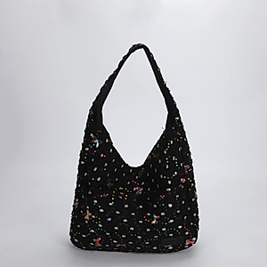 Tekzitfuir Women's Large Tote Bags Shoulder Handbags Large Shoulder Shopping Bag Tote Bag for Women (Black)