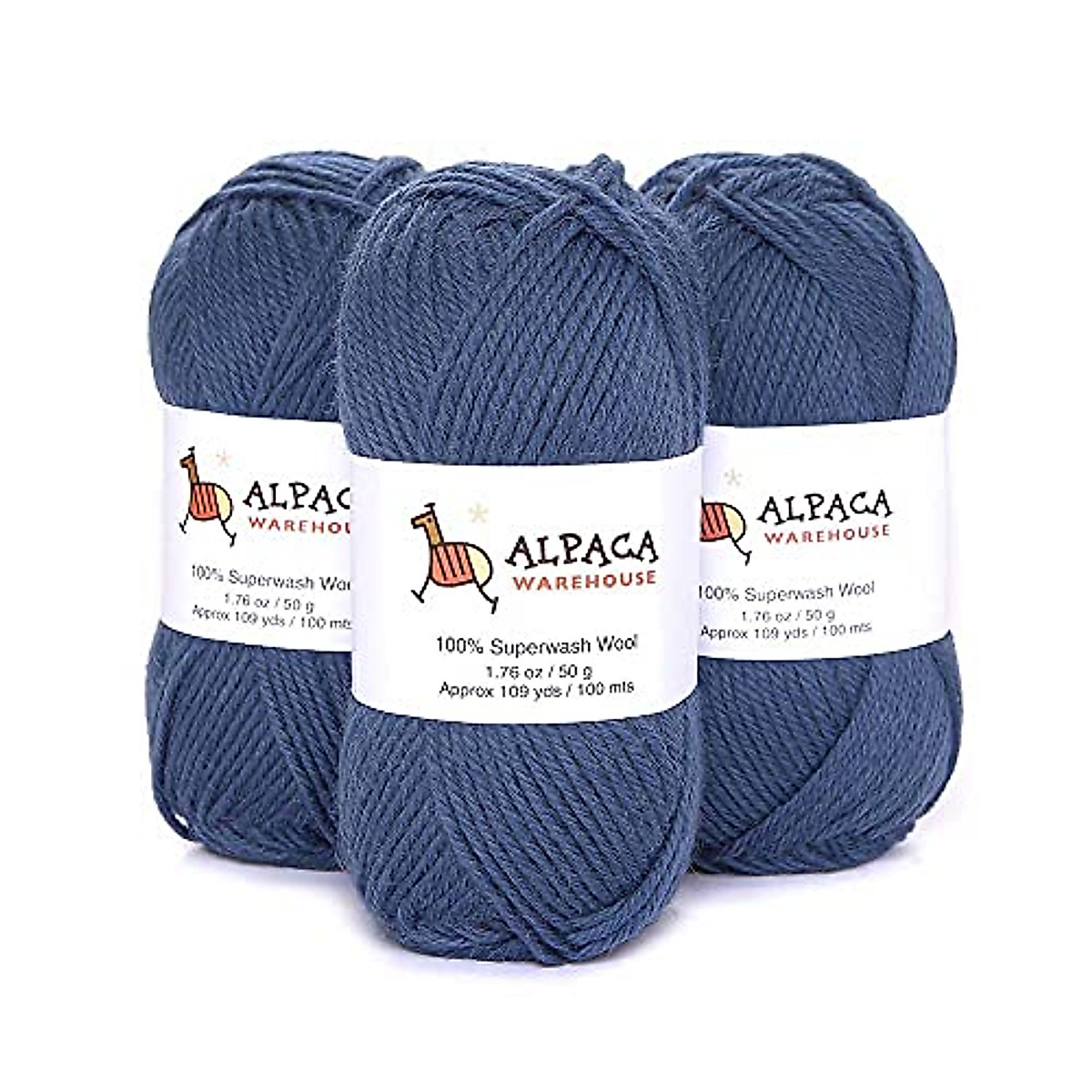 100% Pure Wool Yarn Superwash Set of 3 Skeins (150 Grams) DK Weight - Sourced Directly from Peru - Heavenly Soft and Perfect for Knitting and Crocheting (Steel Blue)