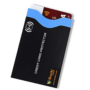 Boxiki Travel RFID Blocking Sleeves, Set with Color Coding, Navy Blue, Unisex Wallet, Protects Credit Cards and Passports