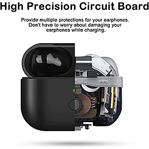 Wireless Charging Case Compatible with AirPods Pro, Qi-Certified for Airpods Pro Charger Replacement Cases, Support Bluetooth Pairing&Sync Button, 660 Mah Built-in Battery, Black(Earbuds Not Included)