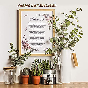 Salmo 23 En Espanol Wall Decor - Psalm 23 Cuadro - Christian Wall Decor In Spanish - 8x10 - Unframed