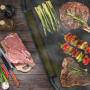 MixRBBQ Cast Iron Griddle with Bag for Coleman RoadTrip Swaptop Grills, Outdoor BBQ Camping Grills Nonstick Cooking Griddle Accessories, Full Size